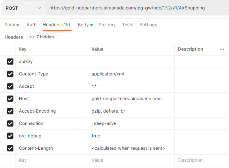 API Setup | Air Canada NDC